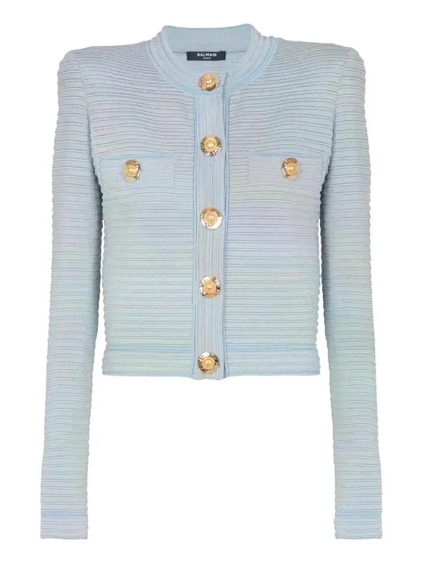 Balmain Cropped Cardigan - Blue