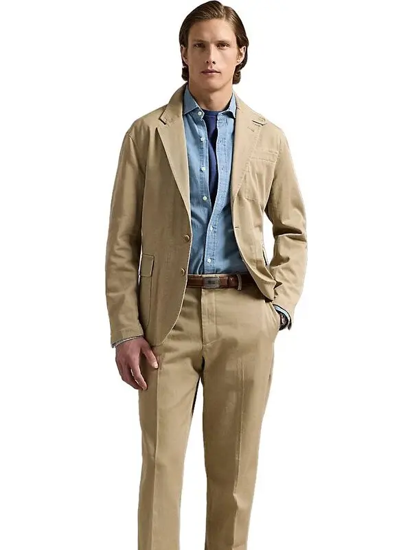 Ralph Lauren Slub Twill Suit Trousers - Khaki Hill