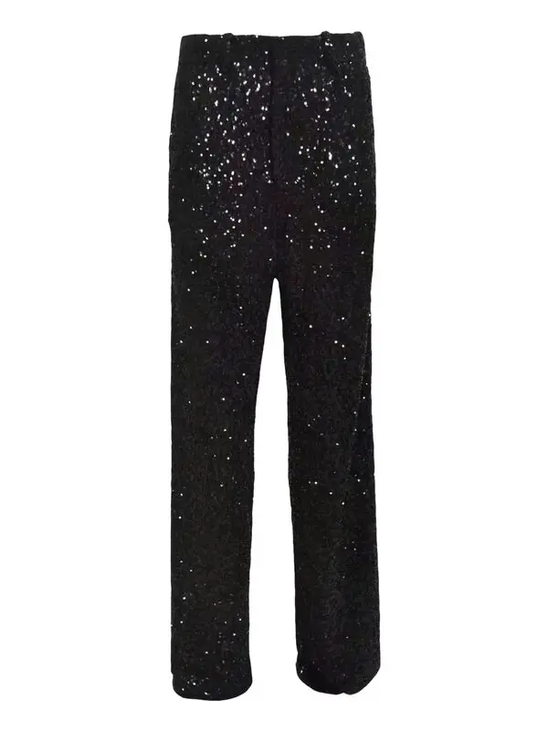 NINEMINUTES Sequin-embellished Trousers - Black
