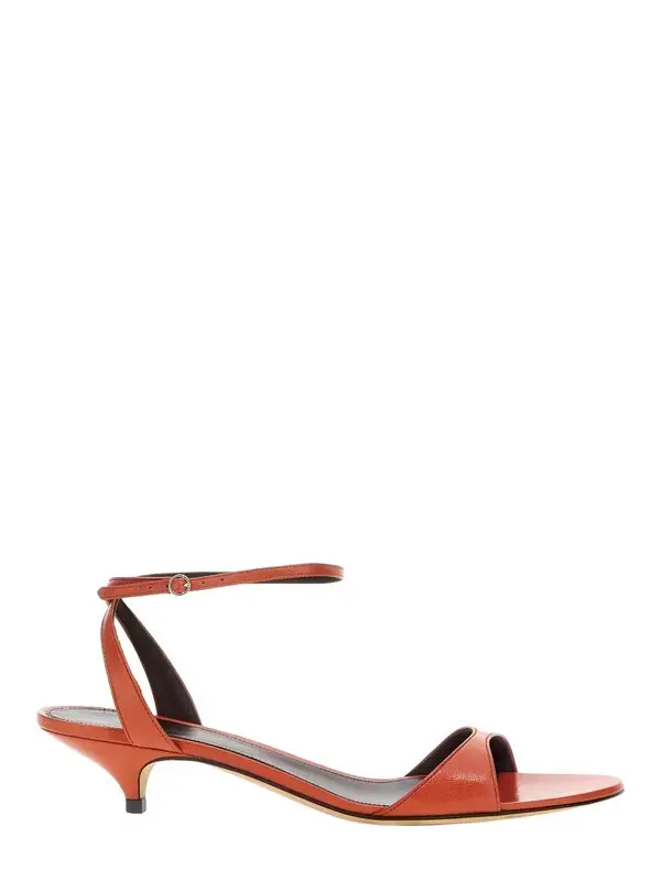 THE ROW Leather Kitten Heel Sandals - Brown