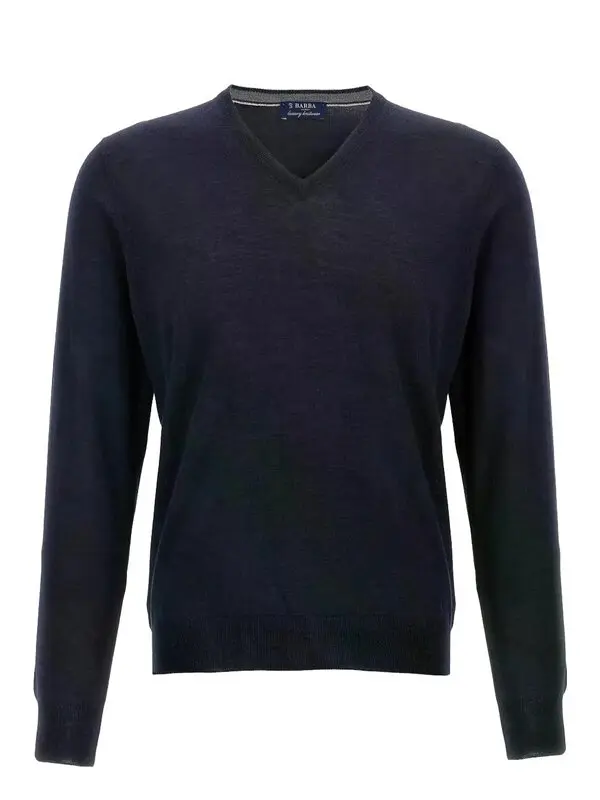 BARBA NAPOLI V-neck Knitted Jumper - Blue