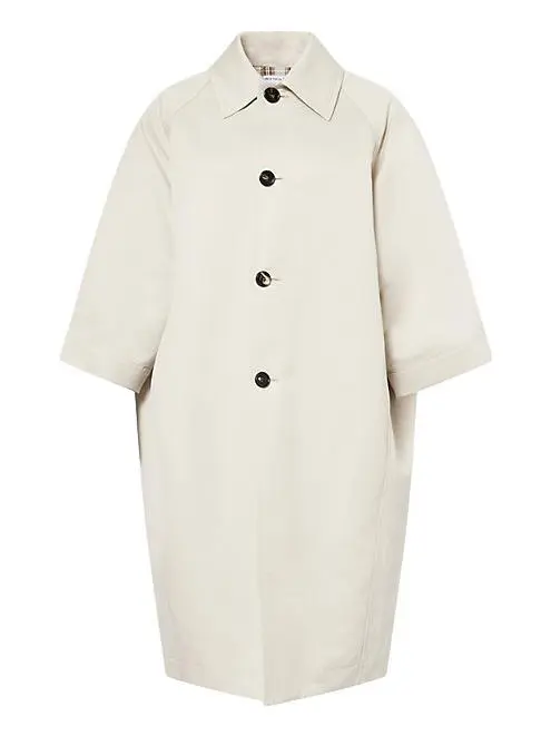 Bottega Veneta Relaxed-fit Cotton And Silk Coat - Grey Putty
