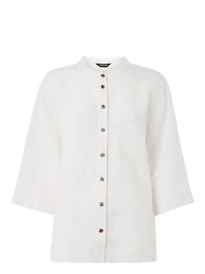Whistles Grandad-collar Linen Shirt - White