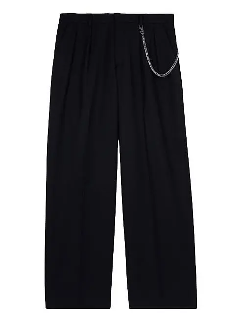 The Kooples Regular-fit Straight-leg Wool-blend Trousers - Black