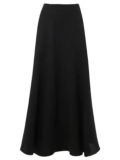 Whistles Lyocell And Linen Midi Skirt - Black