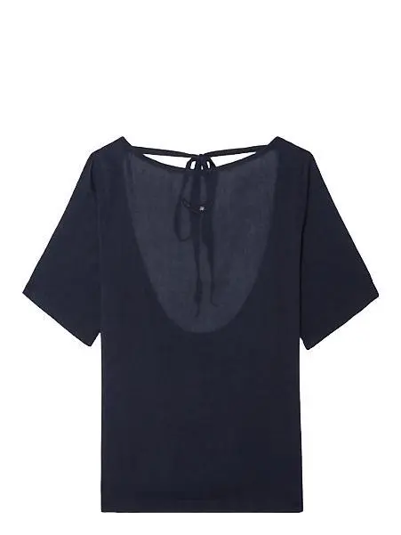 Zadig&Voltaire Relaxed-fit Open-back Cotton-blend T-shirt - Encre