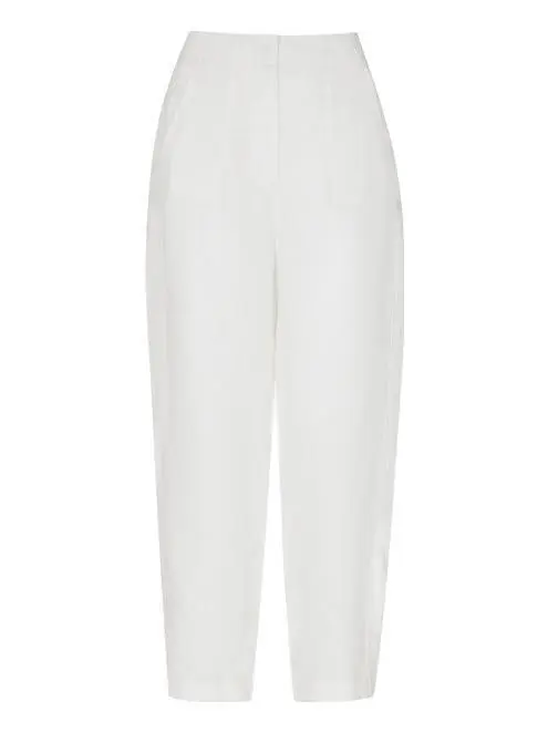 Whistles Barrel-leg Linen Trousers - White