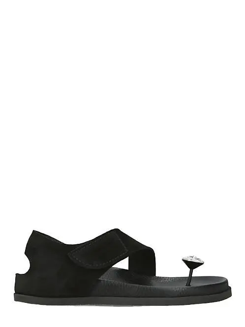 PEDRO GARCIA Dorleta Crystal-button Leather Sandals - Black