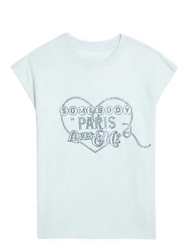 Zadig&Voltaire Rhinestone-print Cotton T-shirt - Cloud