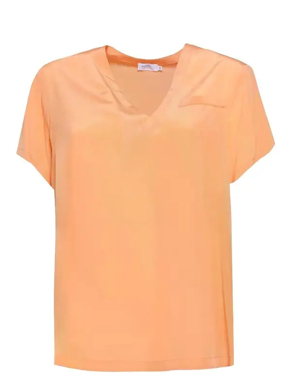 BARBA NAPOLI V-neck Short-sleeved Blouse - Orange