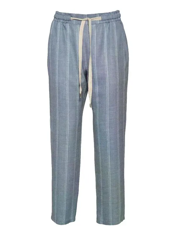 BARBA NAPOLI Striped Drawstring Trousers - Blue