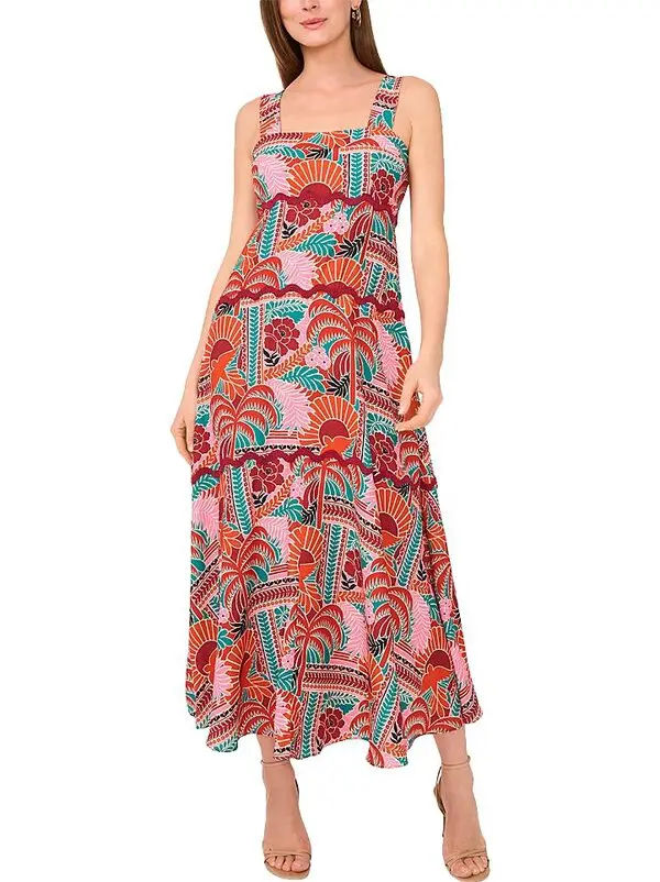 Vince Camuto Rickrack Trim Tiered Maxi Dress - Multi