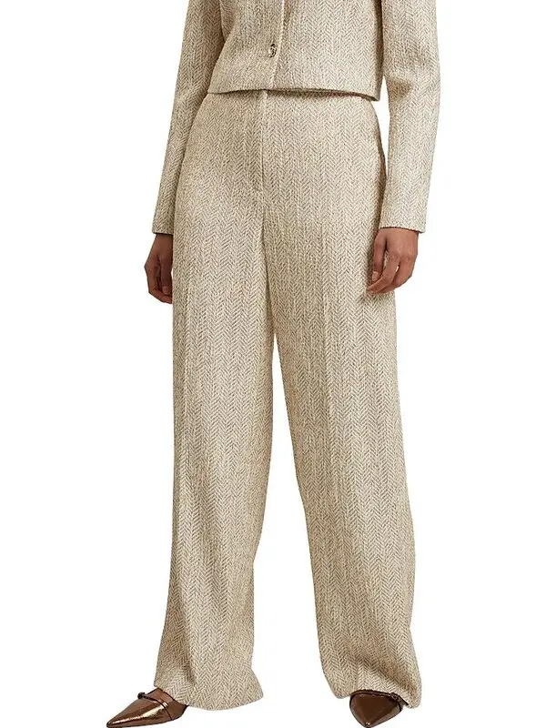Ted Baker London Boucle Wide Leg Trousers - Ivory
