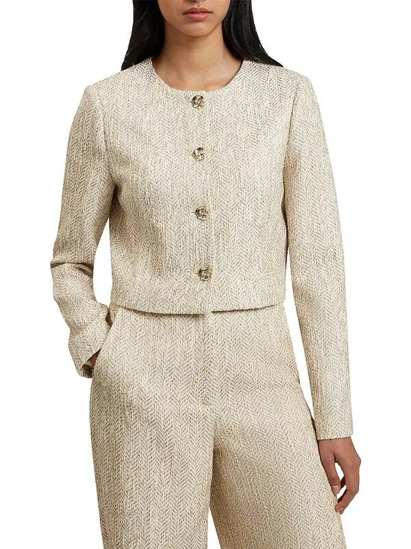 Ted Baker London Tailored Boucle Cropped Jacket - Ivory