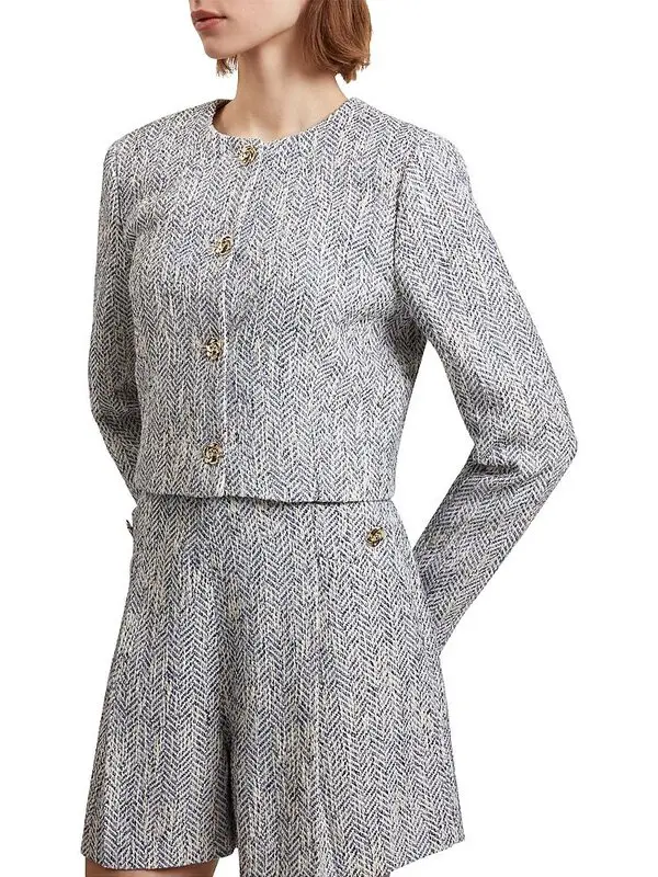 Ted Baker London Tailored Boucle Cropped Jacket - Light Blue
