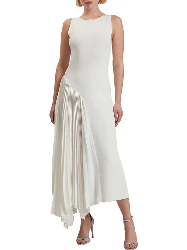 Ted Baker London Azzina Slash Neck Pleated Panel Dress - Ivory