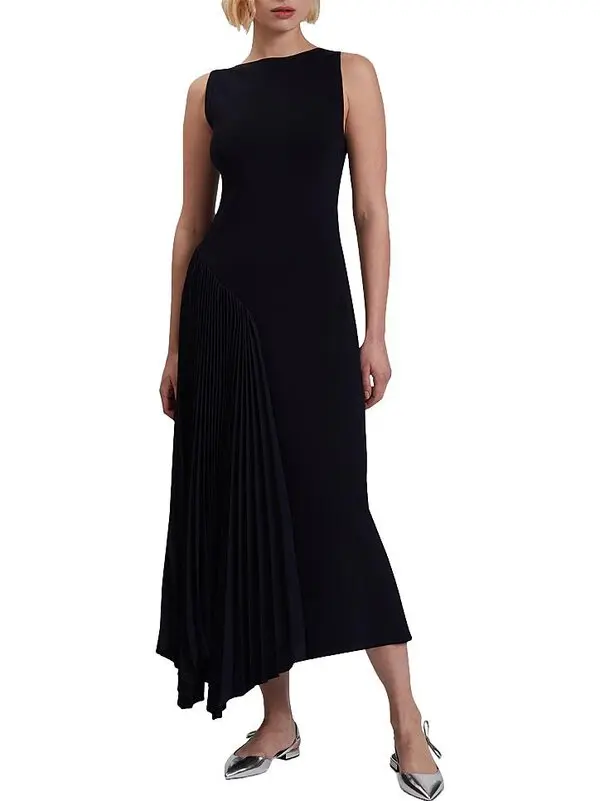 Ted Baker London Azzina Slash Neck Pleated Panel Dress - Navy