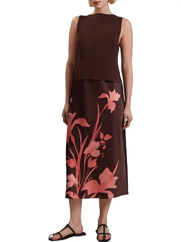 Ted Baker London Lattena Knit Bodice Floral Dress - Dark Brown
