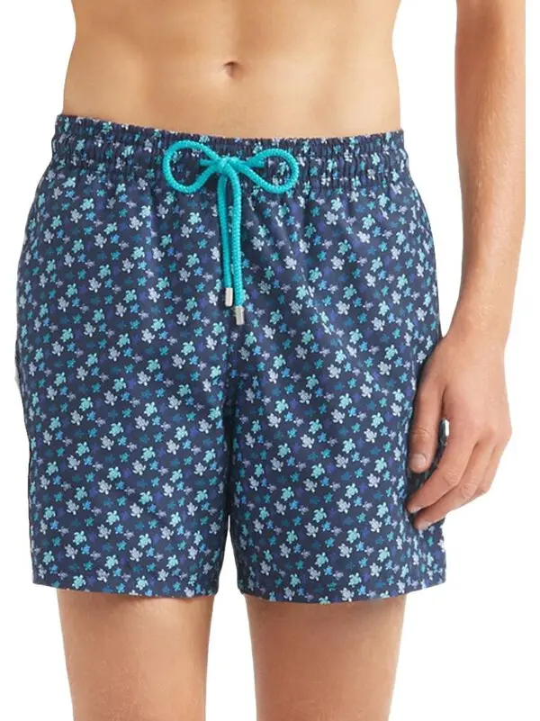 Vilebrequin 5.5" Micro Ronde Des Tortues Swim Trunks - Peacock Blue