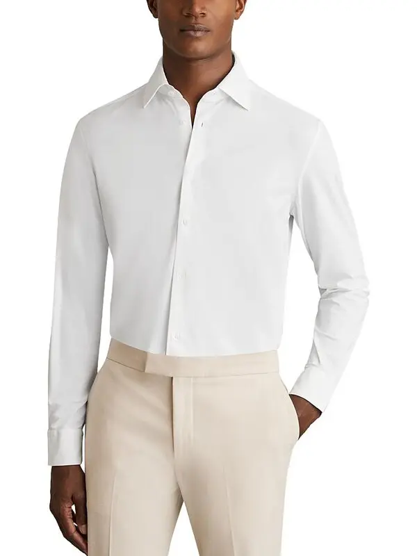REISS Voyager Travel Slim Fit Shirt - White