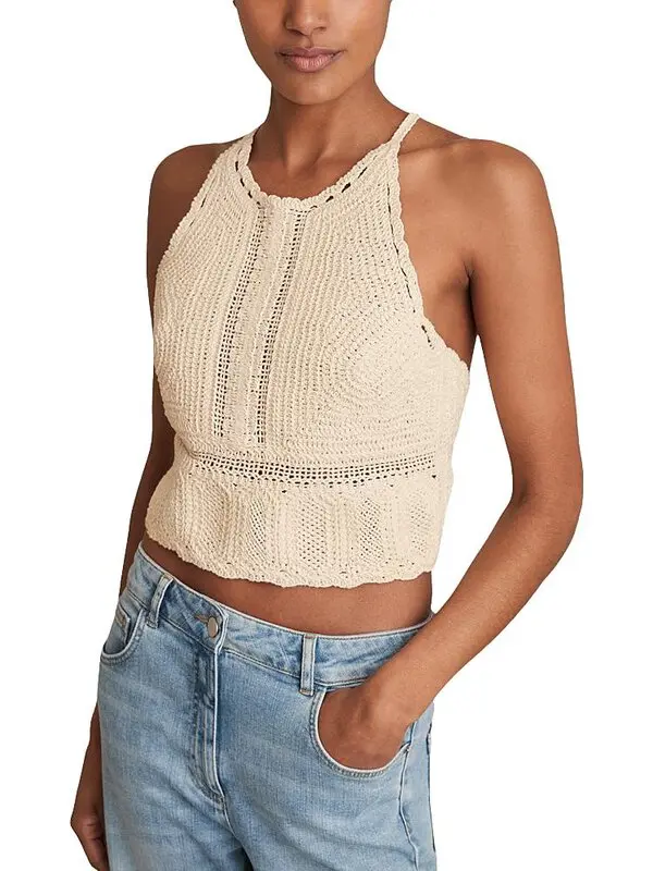 REISS Crochet Top - Cream