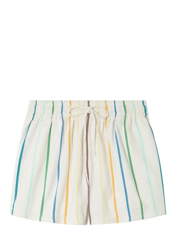 MARRAKSHI LIFE Striped Cotton-blend Shorts - Neutrals