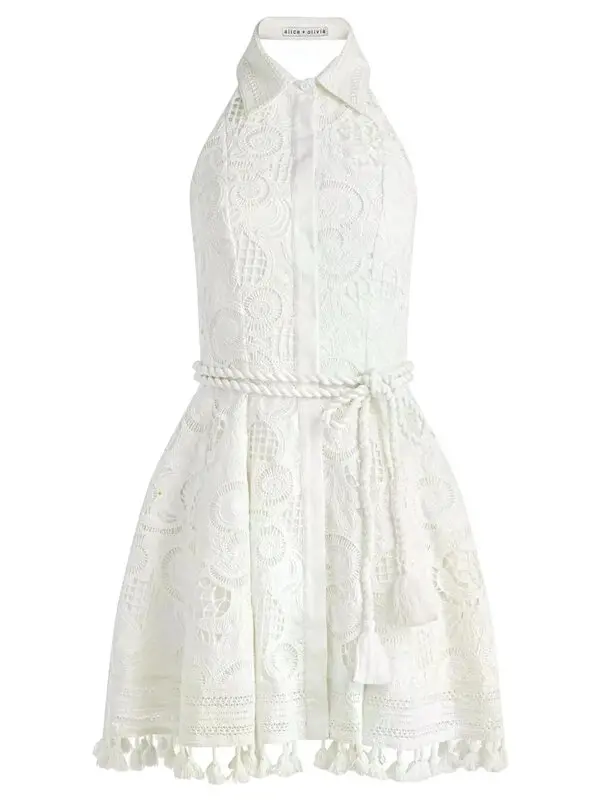 Alice + Olivia Lucy Mini Shirt Dress - White