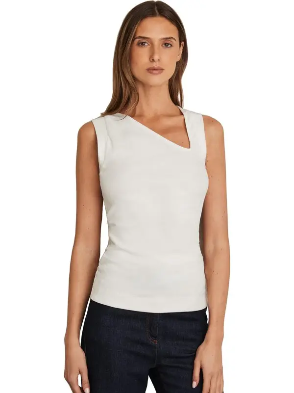 REISS Jody Stretch-cotton Ribbed Vest - White