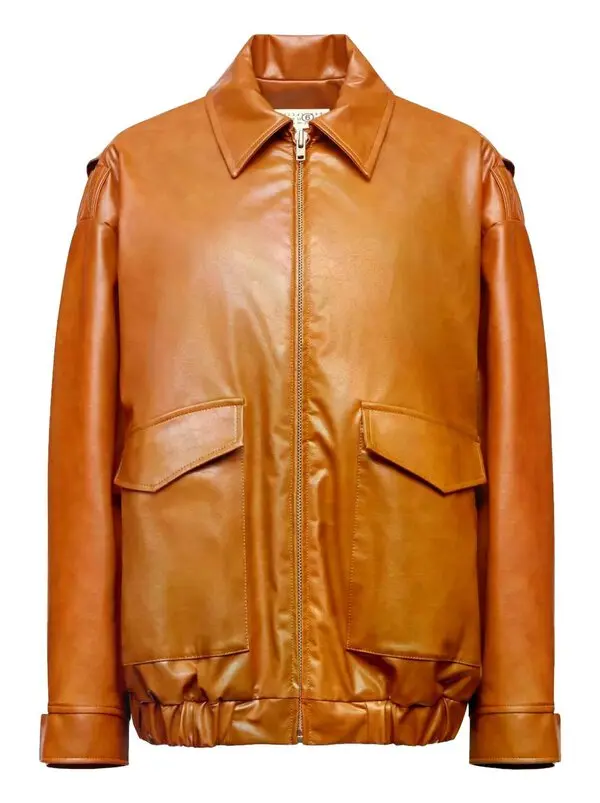 MAISON MARGIELA Zip-up Leather Jacket - Orange