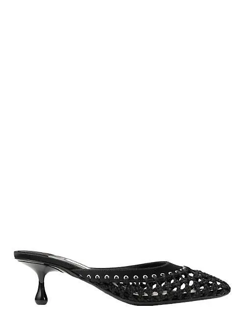 JIMMY CHOO Pixie 50 Woven Satin Mules - Black