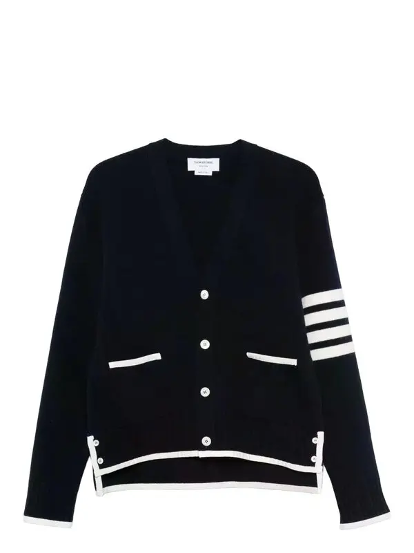 Thom Browne 4-bar Stripe Virgin Wool Cardigan - Blue