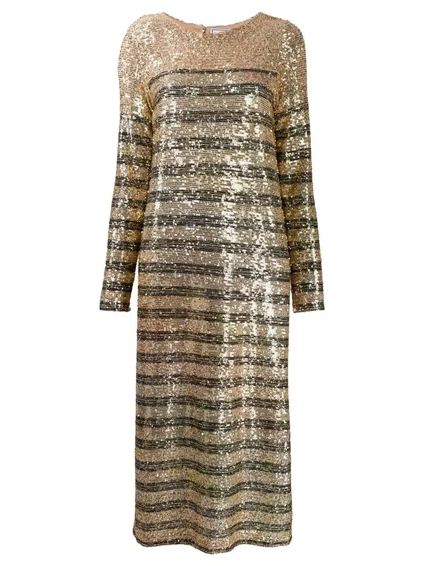 IN THE MOOD FOR LOVE Bettina Sequined Midi Dress - Gold