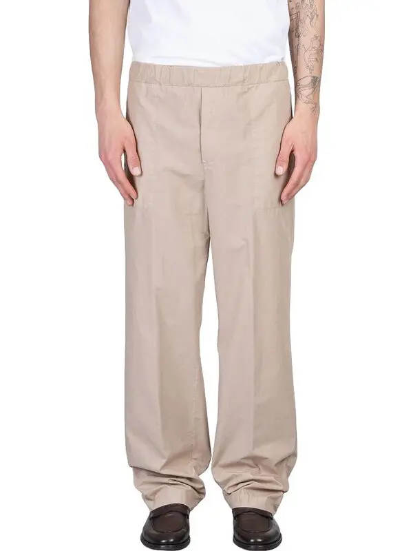 GRIFONI Straight Leg Cotton Pants - Beige