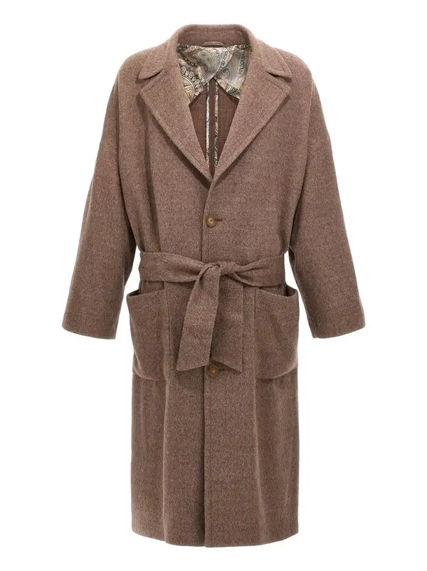 Etro Single-breasted Wool Coat - Beige