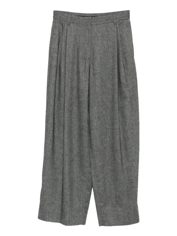 Max Mara Pleated Front Cropped Trousers - Grey