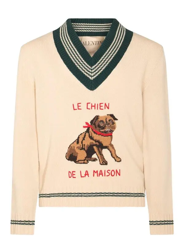 Valentino Garavani Le Chien De La Maison Wool Sweater - Beige
