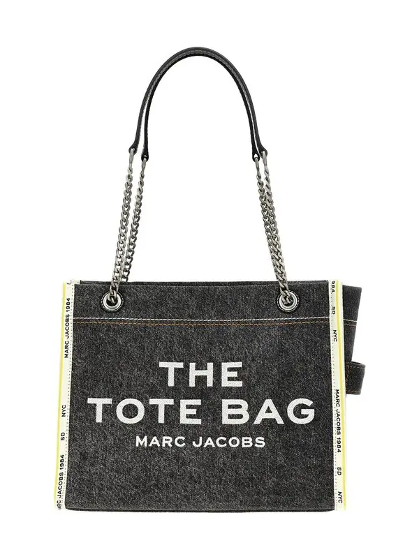 Marc Jacobs The Denim Chain Medium Tote Shoulder Bag - Gray