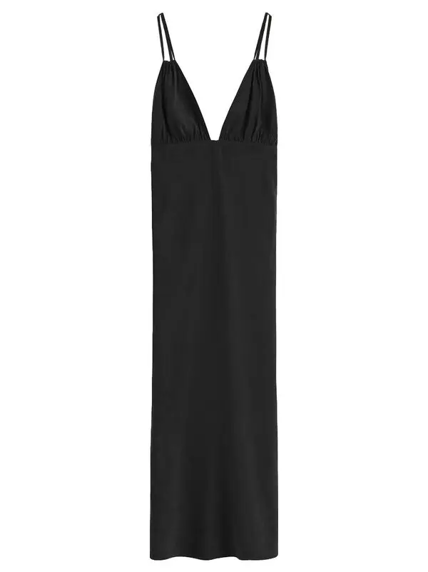 Cos Gathered V-neck Maxi Dress - Blue