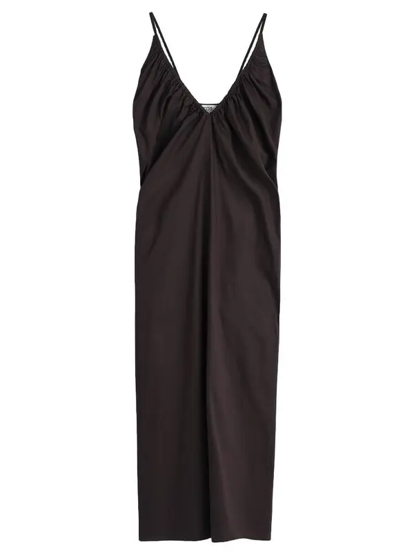 Cos Gathered V-neck Maxi Dress - Brown