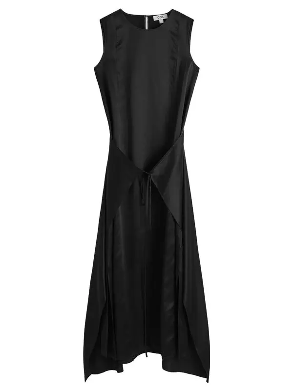 Cos Wrap-front Silk Maxi Dress - Black