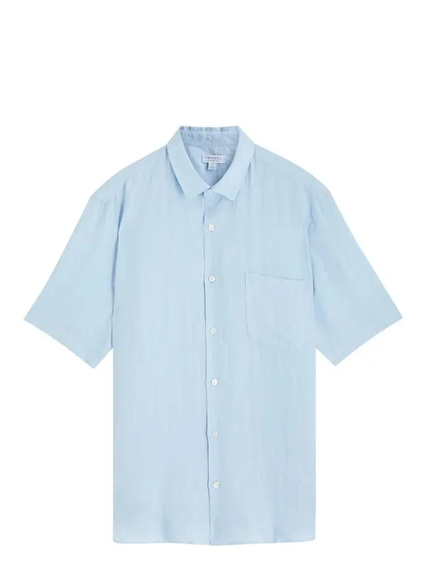 Sunspel Linen Shirt - Light Blue