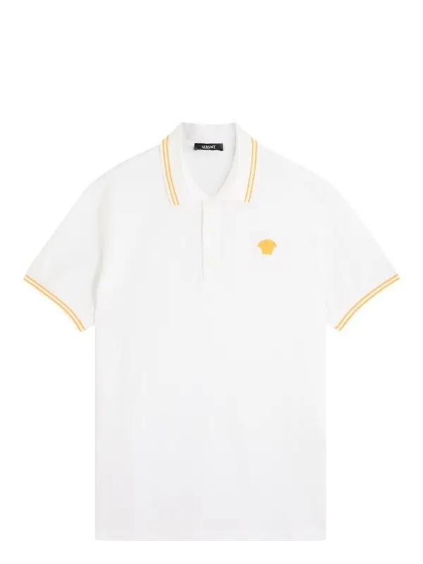 Versace Logo-embroidered Cotton Piqué Polo Shirt - White