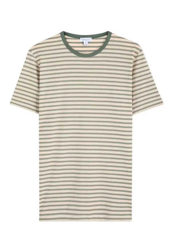 Sunspel Striped Cotton T-shirt - Green