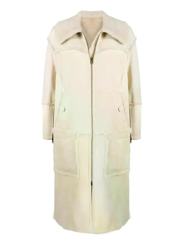 Closed Leather Shearling Coat - Neutrals