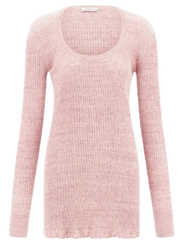 FERRAGAMO Long-sleeved Linen Mini Dress - Pink