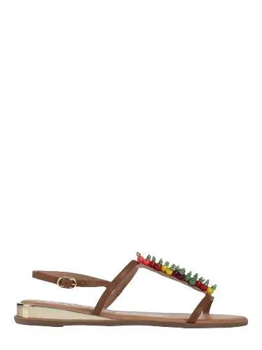 GIOSEPPO Leather Ankle Strap Sandals With Appliqués - Brown