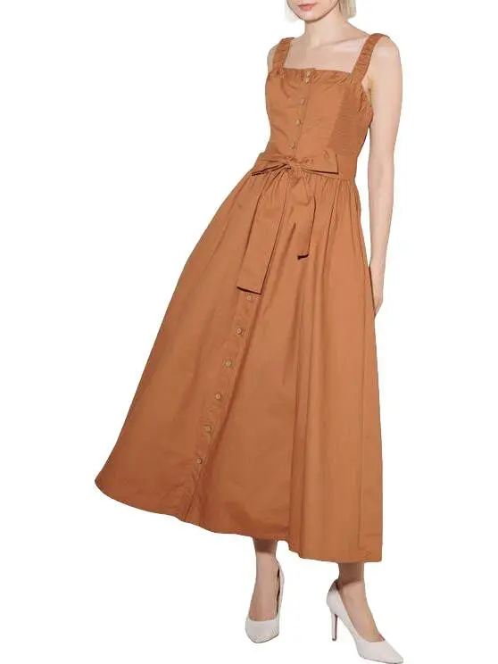 FREEMARKET Tie Waist Sleeveless Maxi Dress - Brown