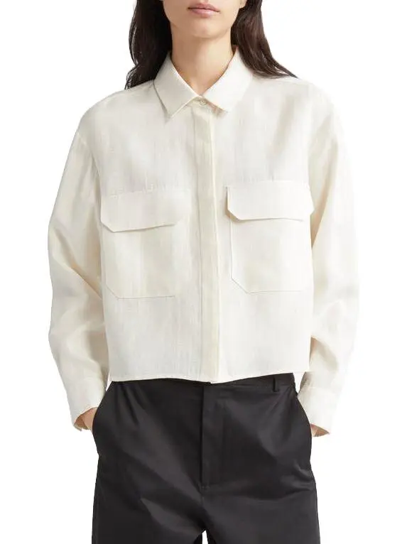 Partow Filmore Boxy Crop Canvas Shirt Jacket - Bone
