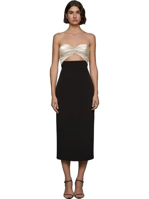 ET OCHS Marlo Strapless Midi Dress - Black/ivory