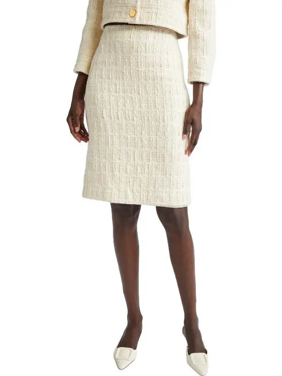 St. John Skyler Tweed Skirt - Ecru